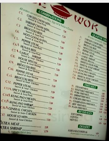 Chinese Wok menu in Angleton, Texas, USA