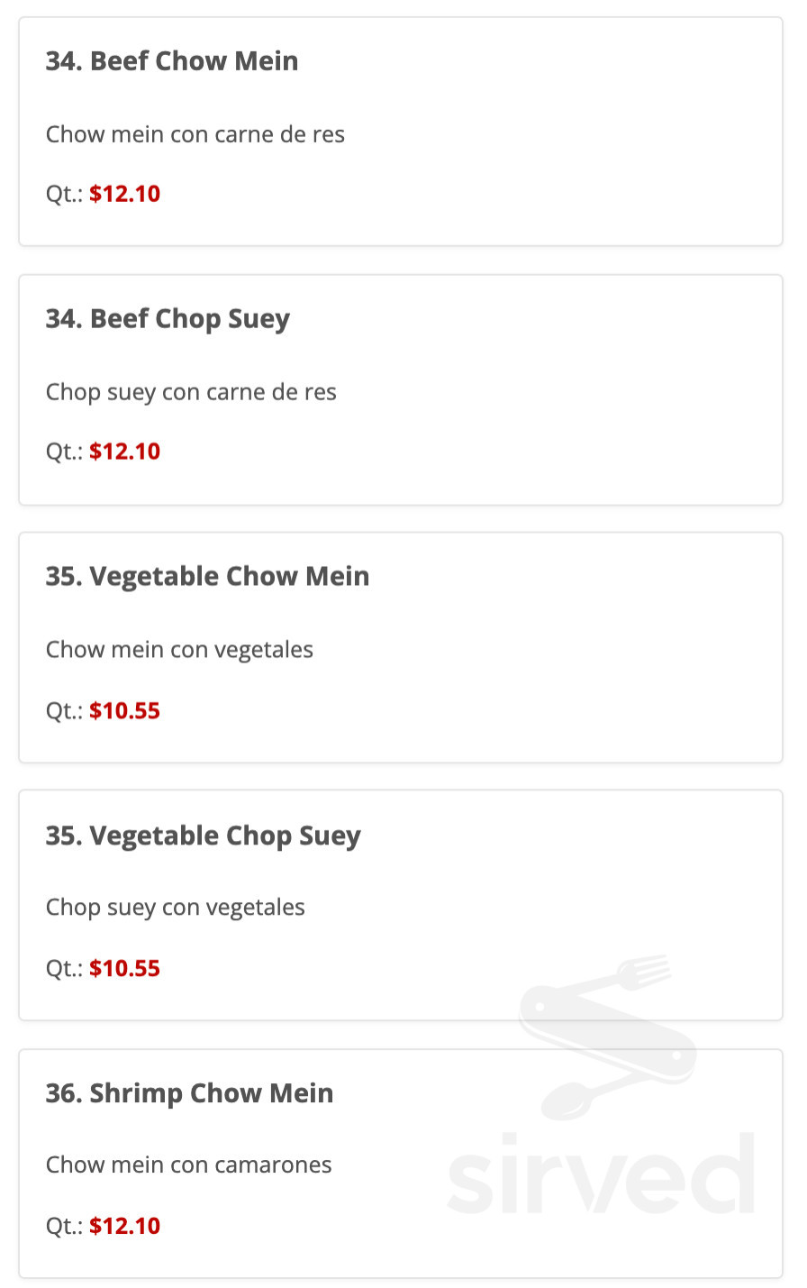 Menu - Hialeah FL's China Tokyo | Sirved
