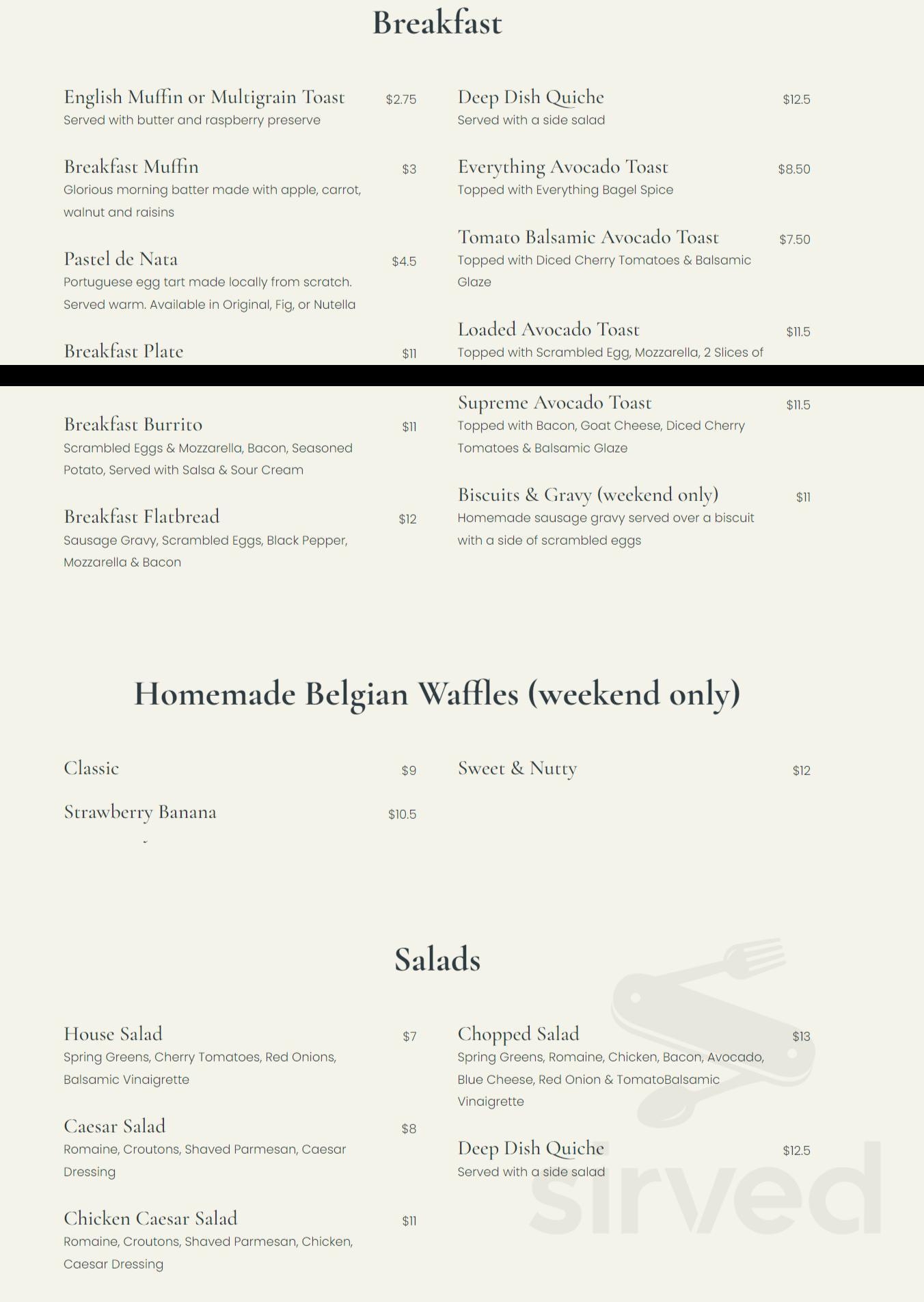 Anam Cara Cafe menu in Libertyville, Illinois, USA