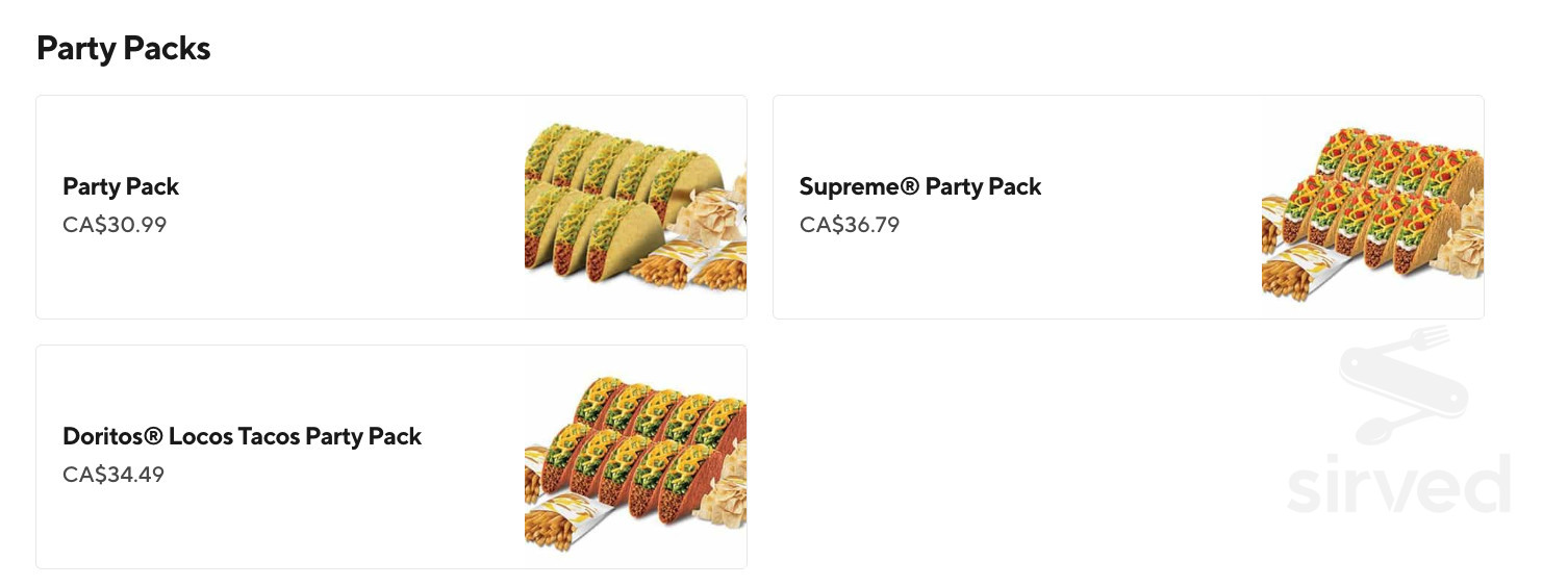 Taco Bell menu in Chicago, Illinois, USA