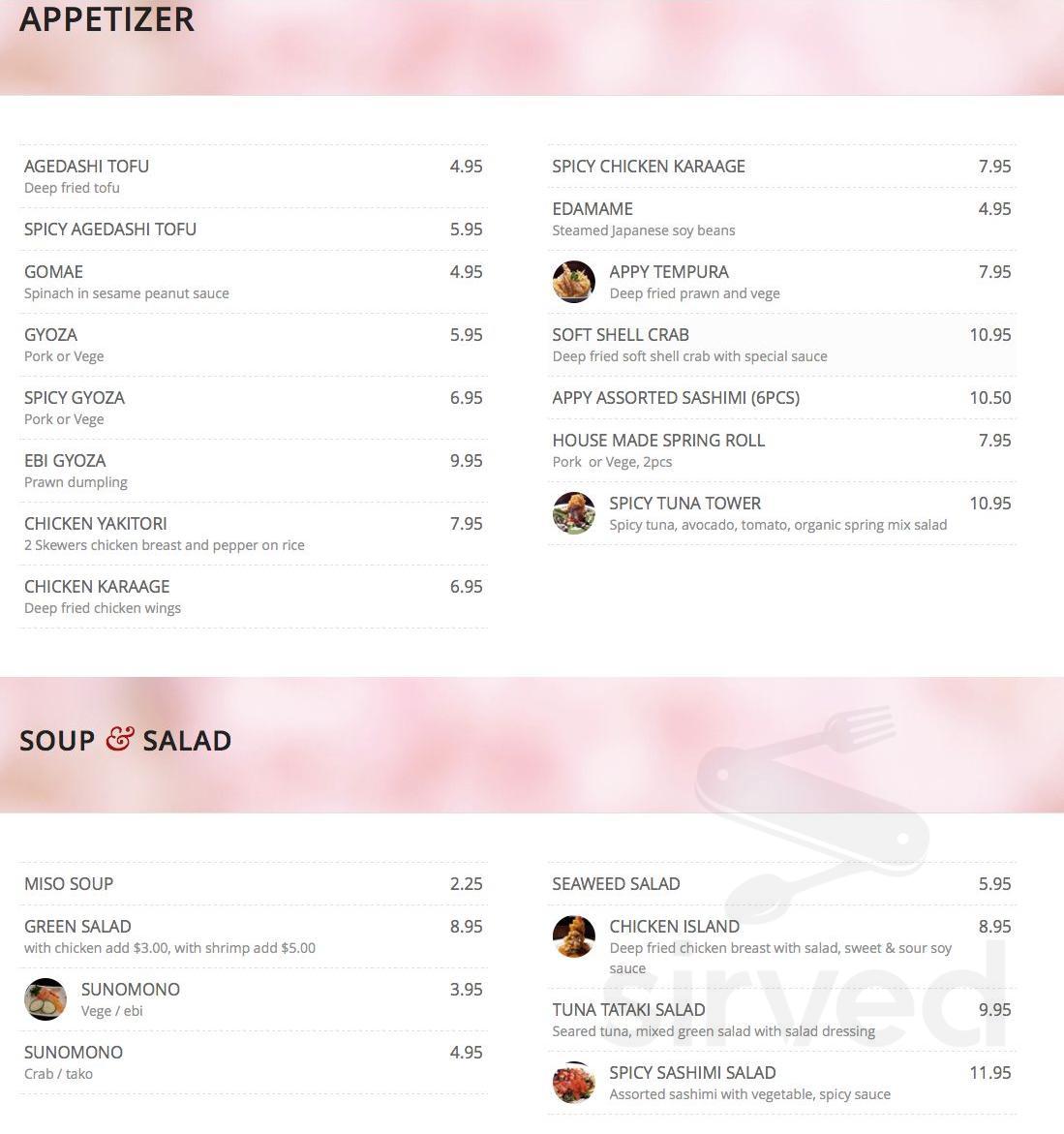 Ebisu Sushi Japanese Restaurant menu in Abbotsford, British Columbia ...