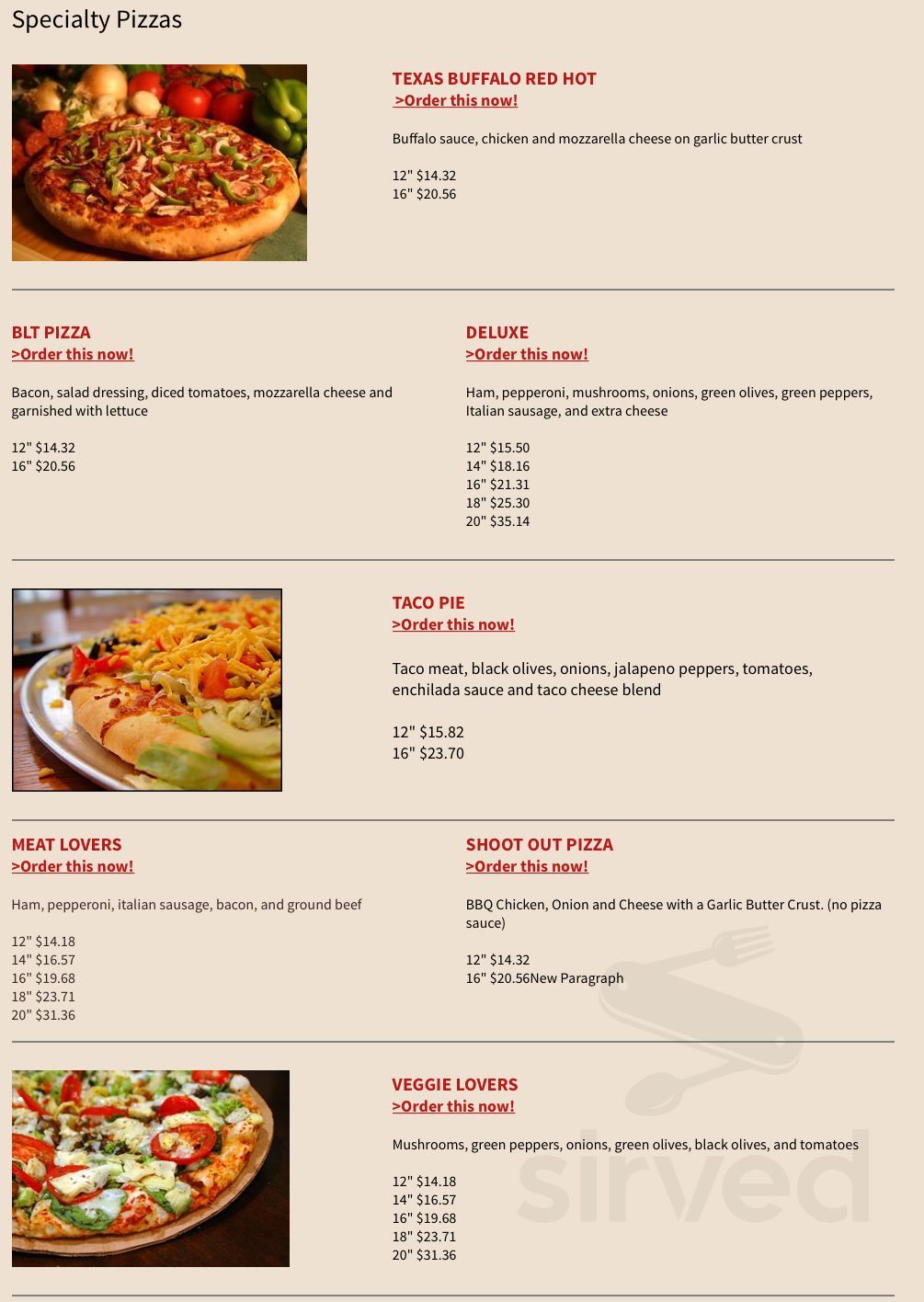 Vito's Pizza menu in Grand Rapids, Michigan, USA
