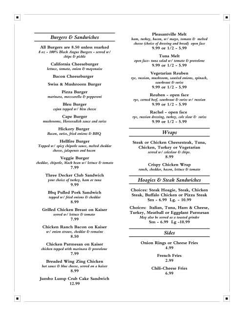 Bridge Inn Pleasantville menu in Oley, Pennsylvania, USA