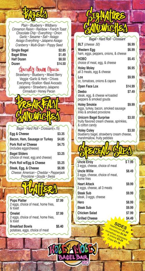 HOLEY MOLEY BAGEL BAR NYC menu in Orange Park, Florida, USA