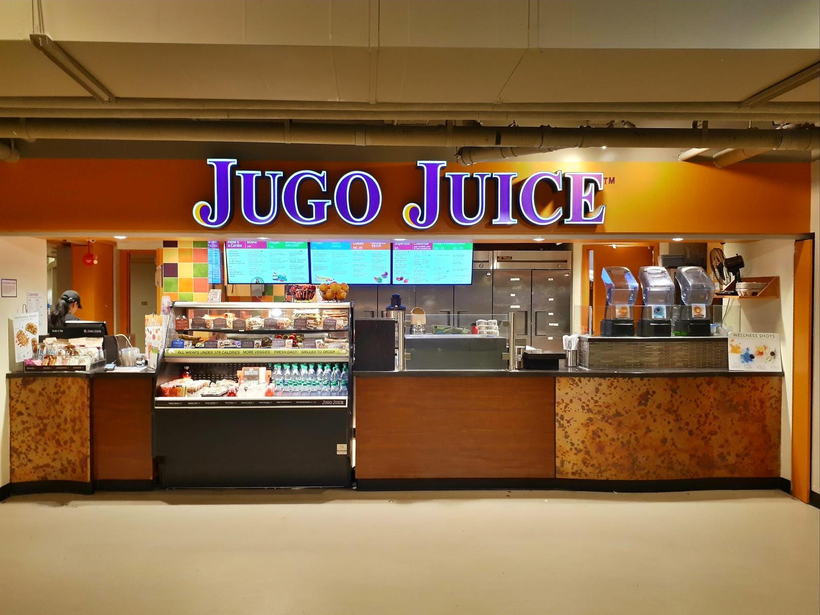 Jugo Juice menu in Calgary, Alberta, Canada
