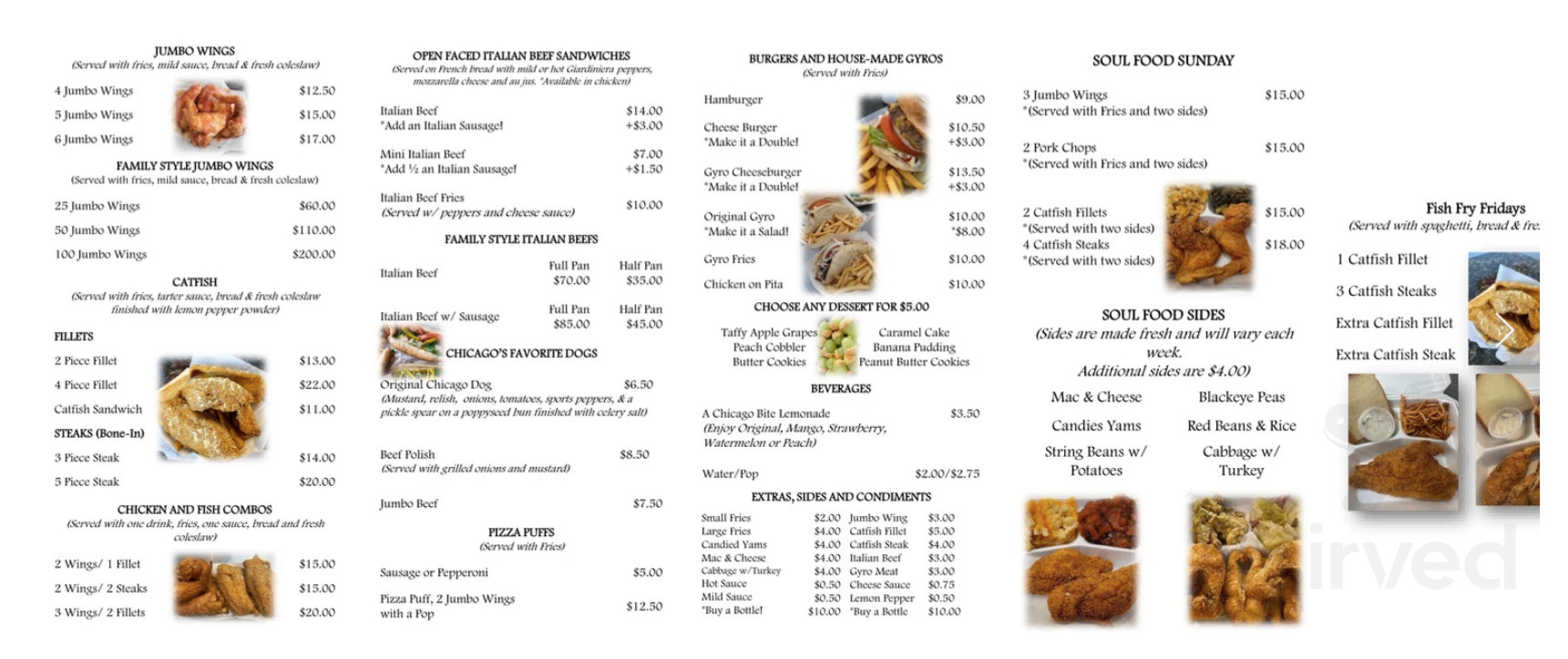 A Chicago Bite menu in San Antonio, Texas, USA