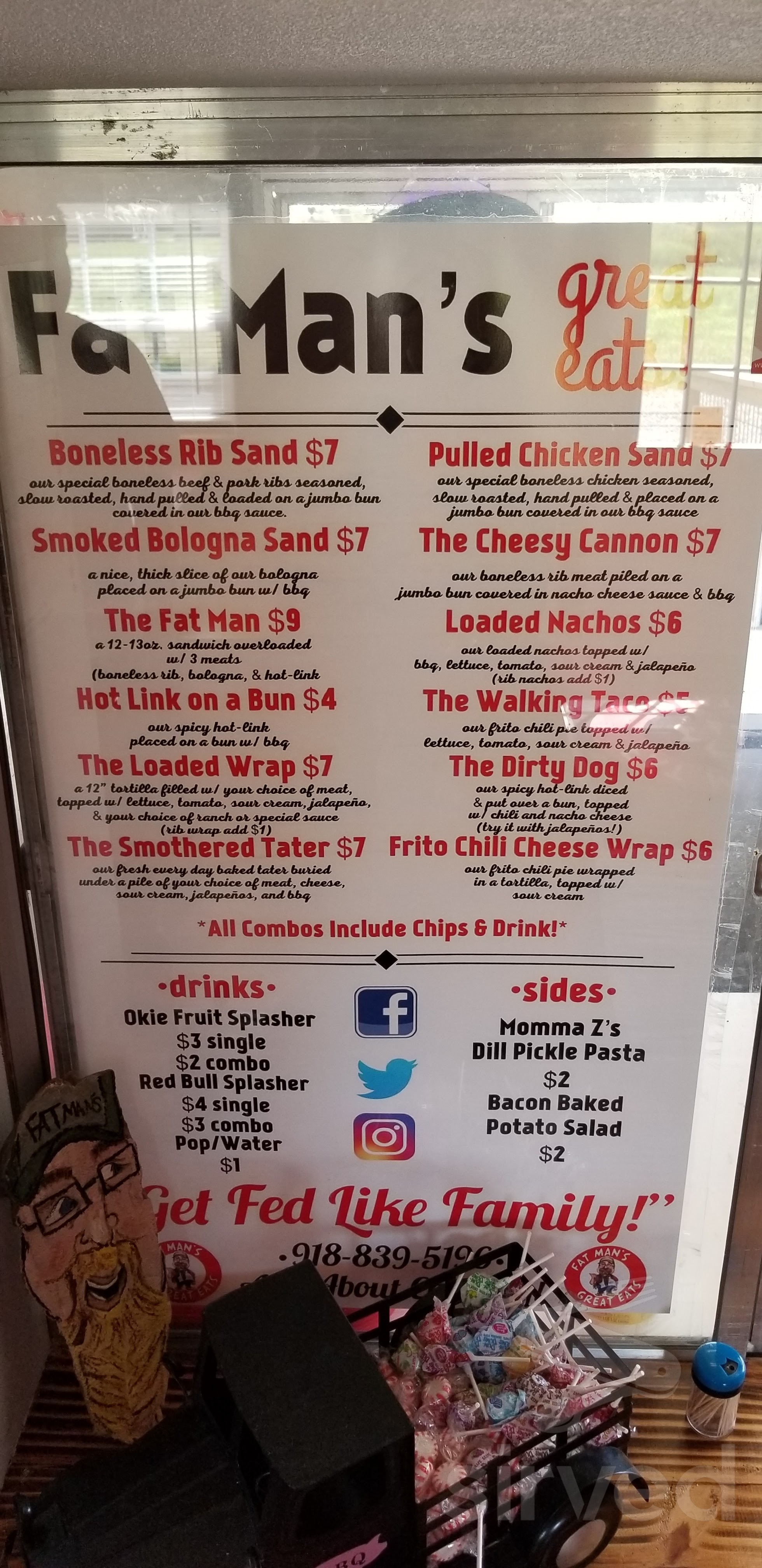 Menu - Poteau OK's Fat Man's Great Eats | Sirved