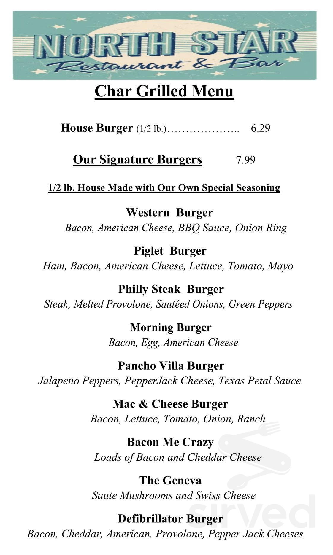 North Star Restaurant menu in McDonald, Pennsylvania, USA