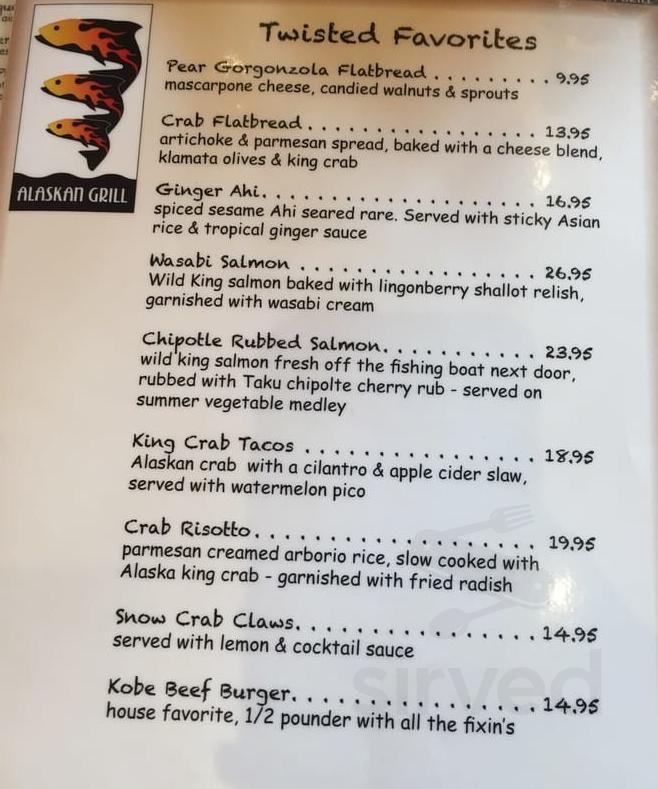 Twisted Fish Company Alaskan Grill menu in Juneau, Alaska, USA