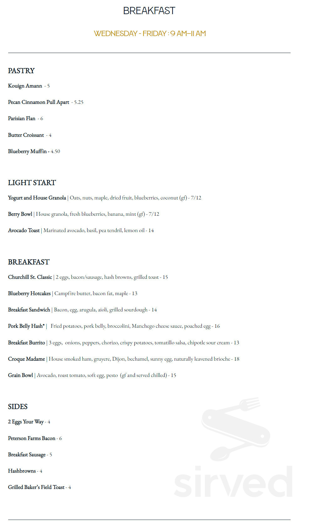 Churchill St. menus in Shoreview, Minnesota, United States