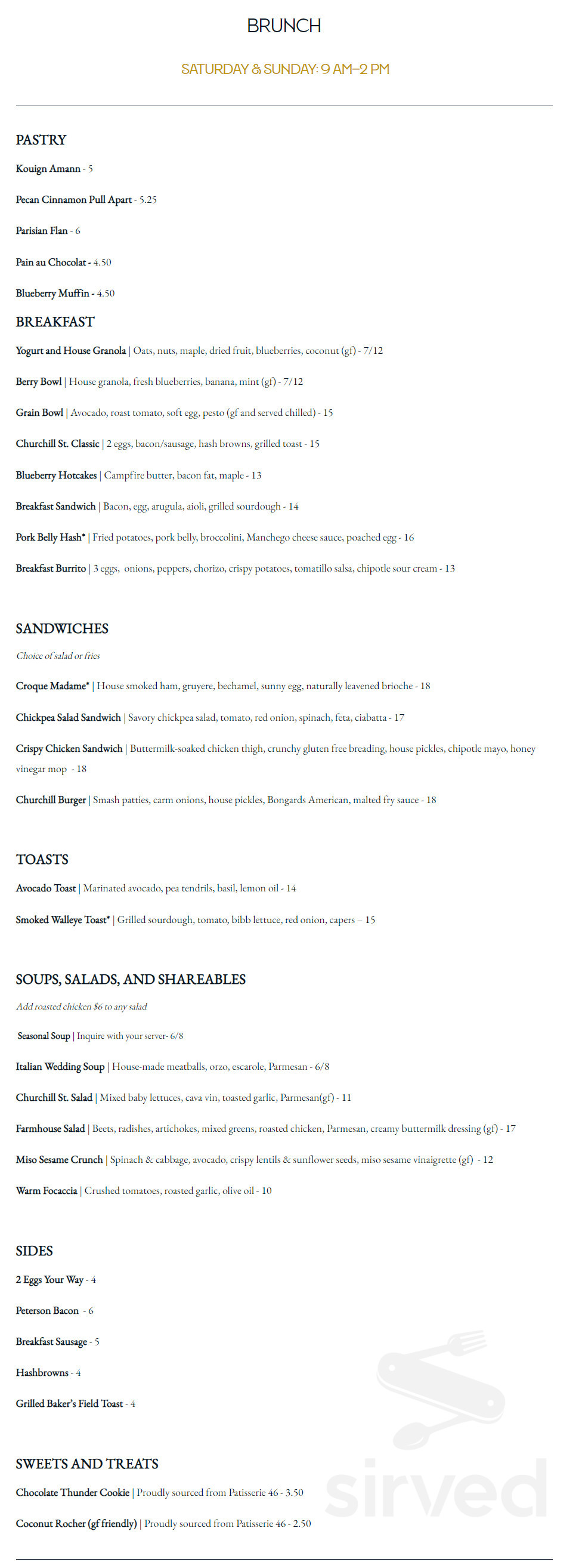 Churchill St. menus in Shoreview, Minnesota, United States