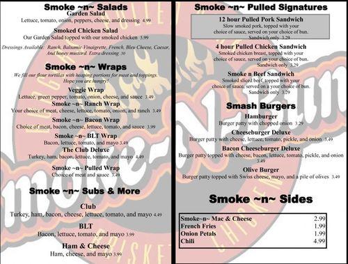 Smoke-N-Buns menu in Kalamazoo, Michigan, USA