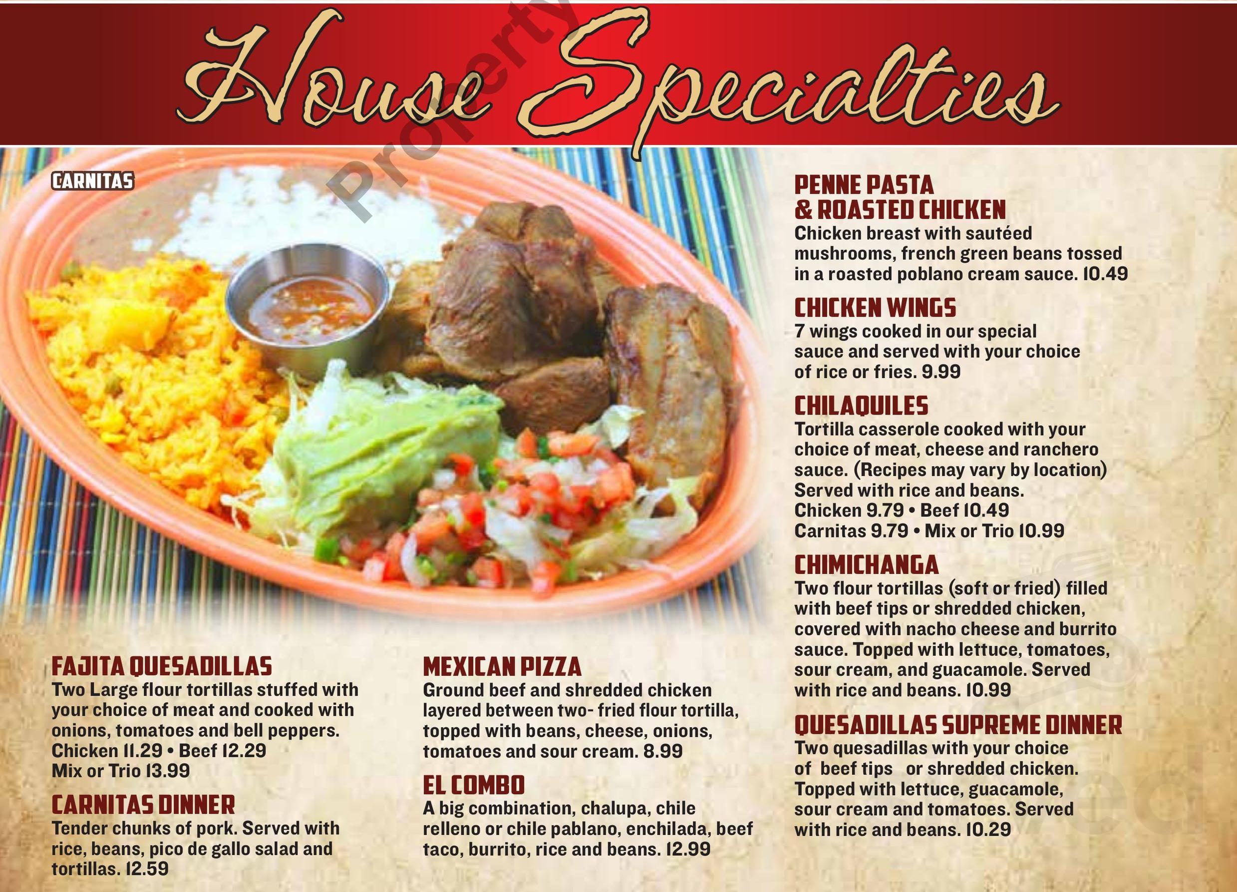 Menu - Gillespie IL's Mi casita mexican restaurant | Sirved