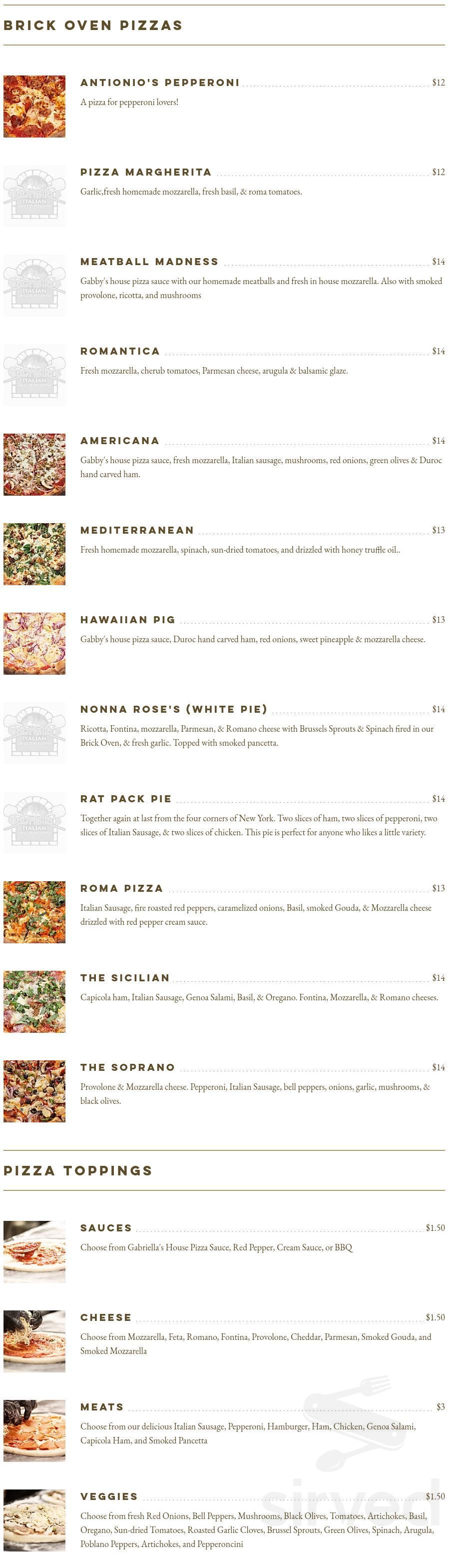 Gabriella's Italian Grill & Pizzeria menus in Edmond, Oklahoma, United ...