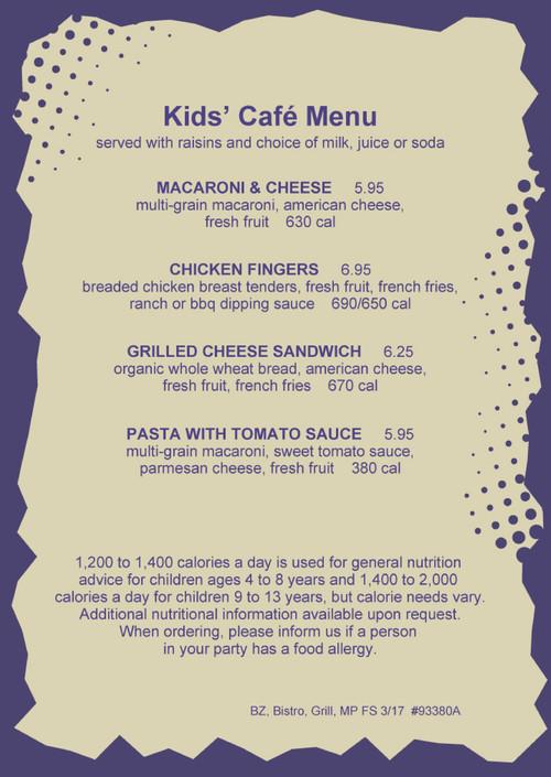 Café Nordstrom menu in Seattle, Washington, USA