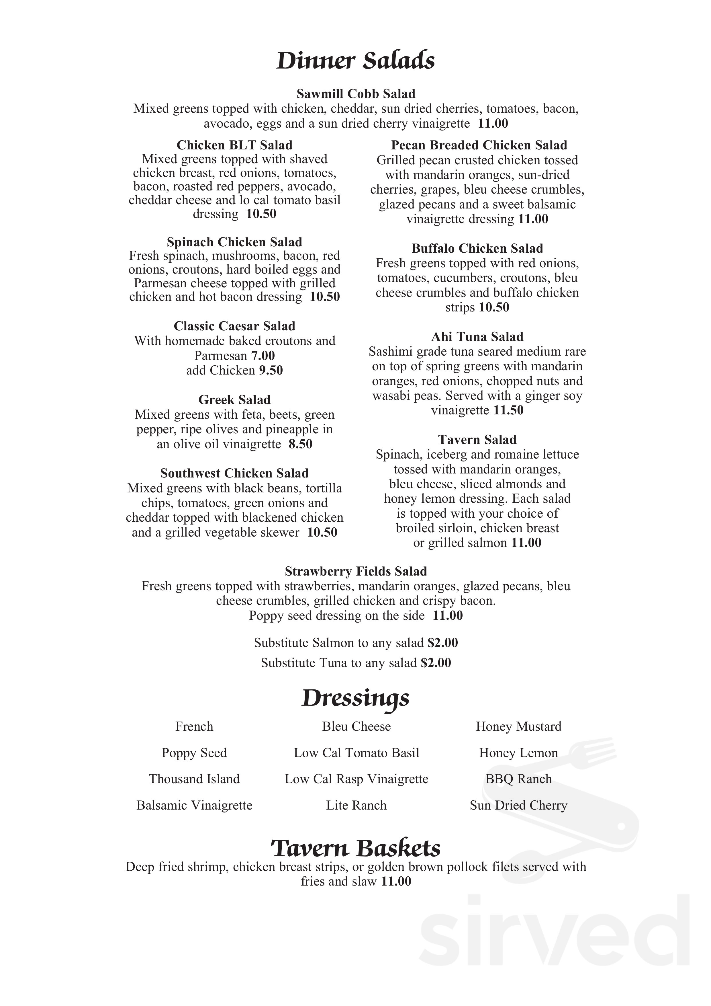 Menu - Fort Wayne IN's Hall's Tavern at Coventry | Sirved