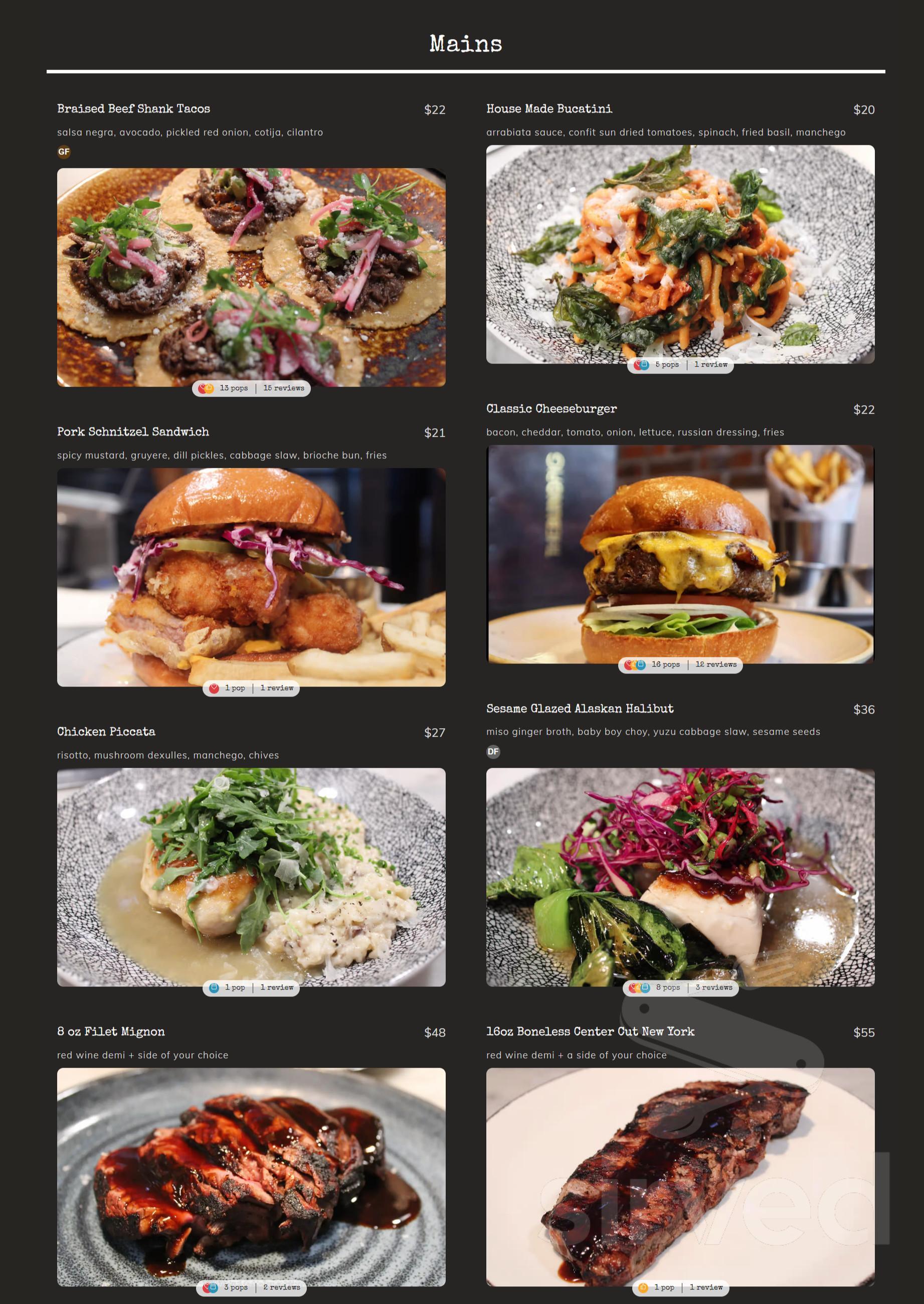 The Blind Pig menu in Yorba Linda, California, USA