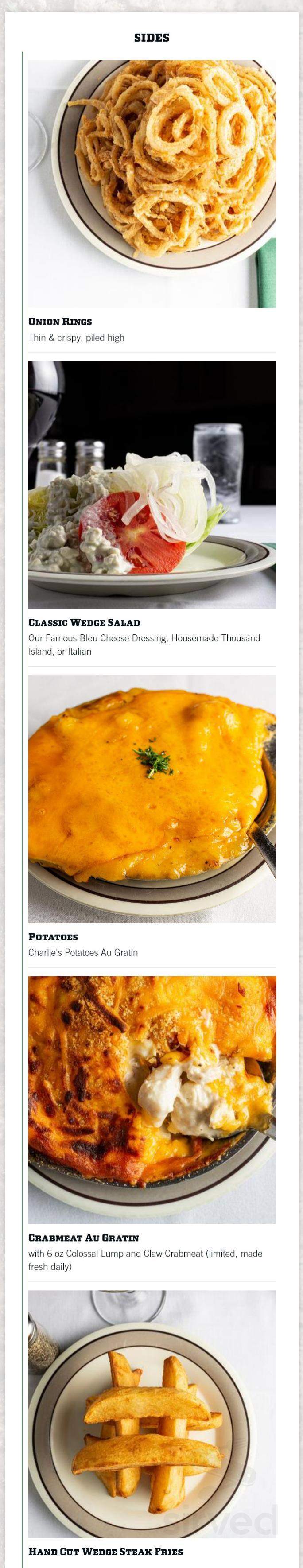 Charlie's Steak House menus in New Orleans, Louisiana, United States