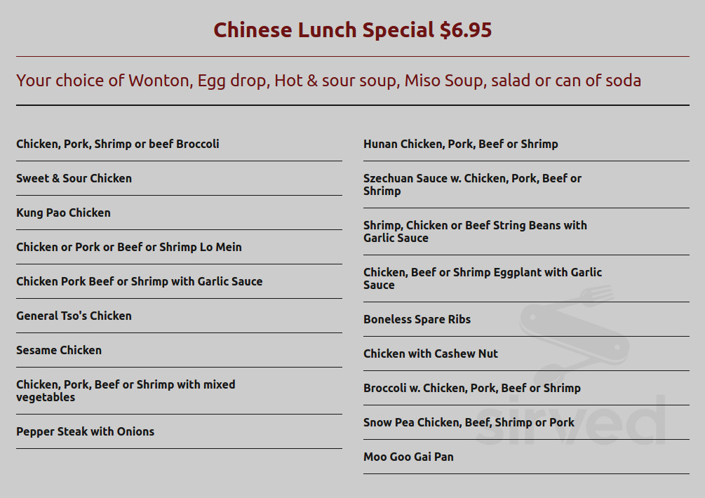 Housaku Asian Fusion menu in Brookfield, Connecticut, USA