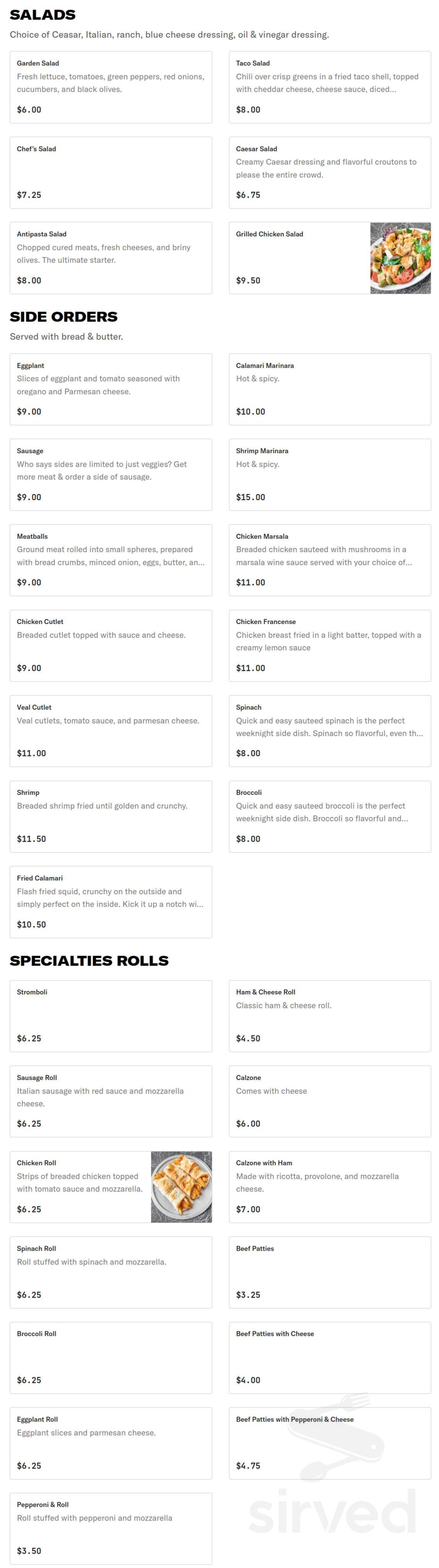 Menu - Brooklyn NY's Royal Kings Pizza | Sirved