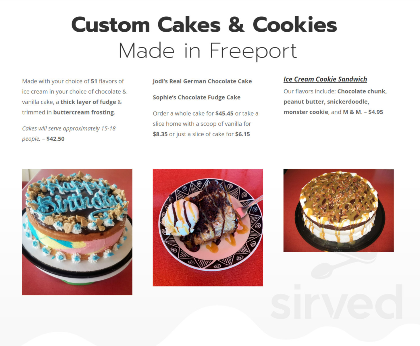 Union Dairy menu in Freeport, Illinois, USA