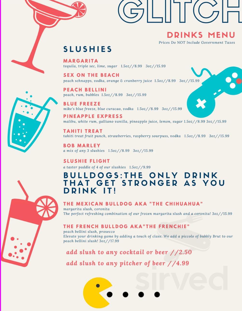 Glitch Retro Arcade Bar menus in Vancouver, British Columbia, Canada