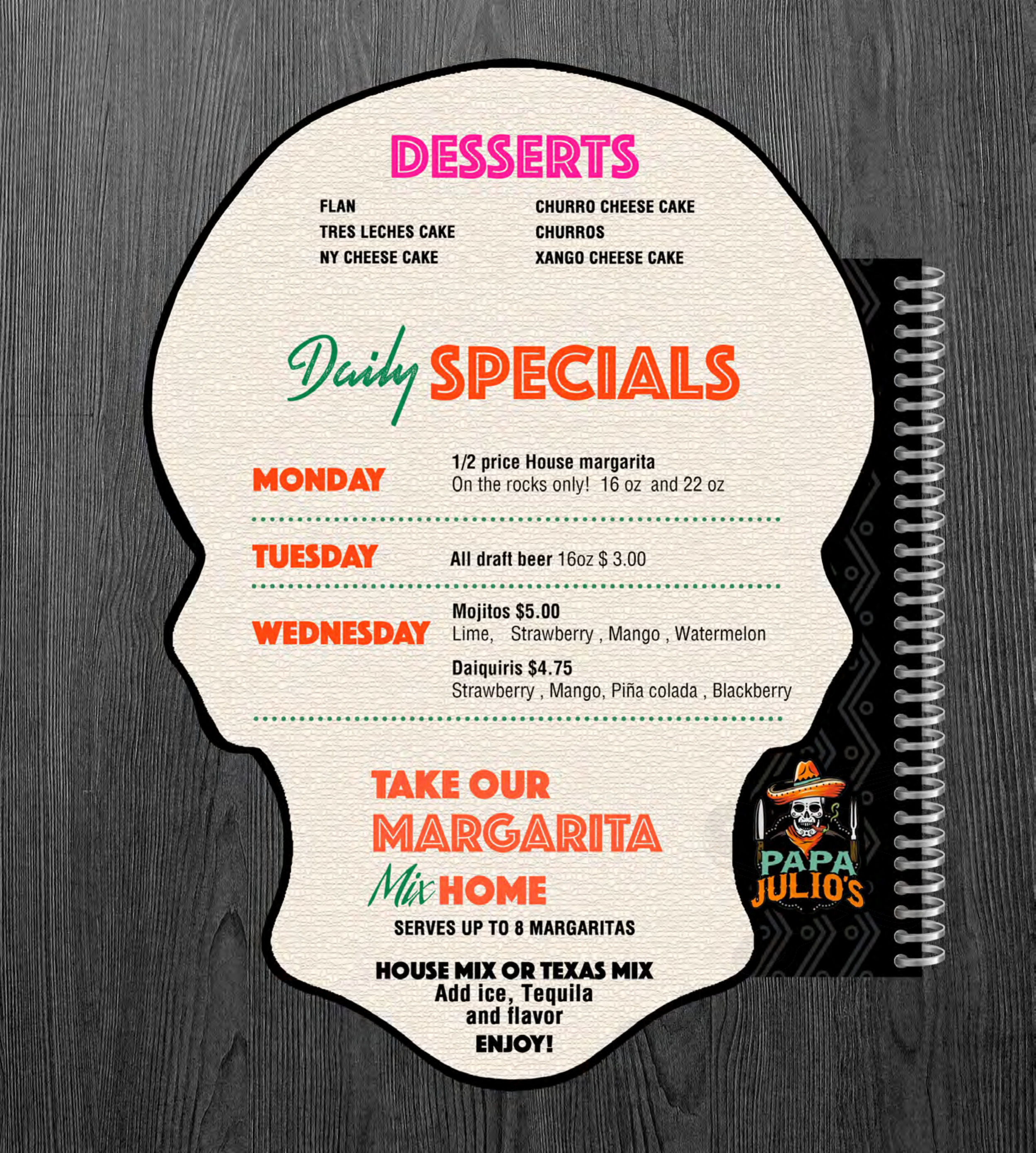 Papa Julio's Mexican Grill and Bar menu in Seneca, South Carolina, USA