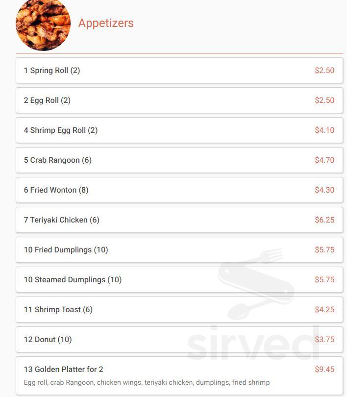 China Song menu in Omaha, Nebraska, USA