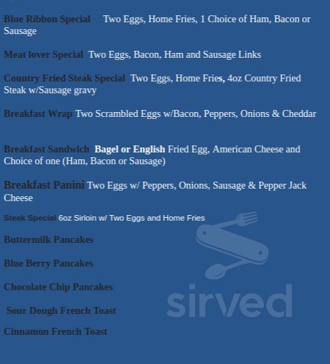 Blue Ribbon Diner menu in Montour Falls, New York, USA