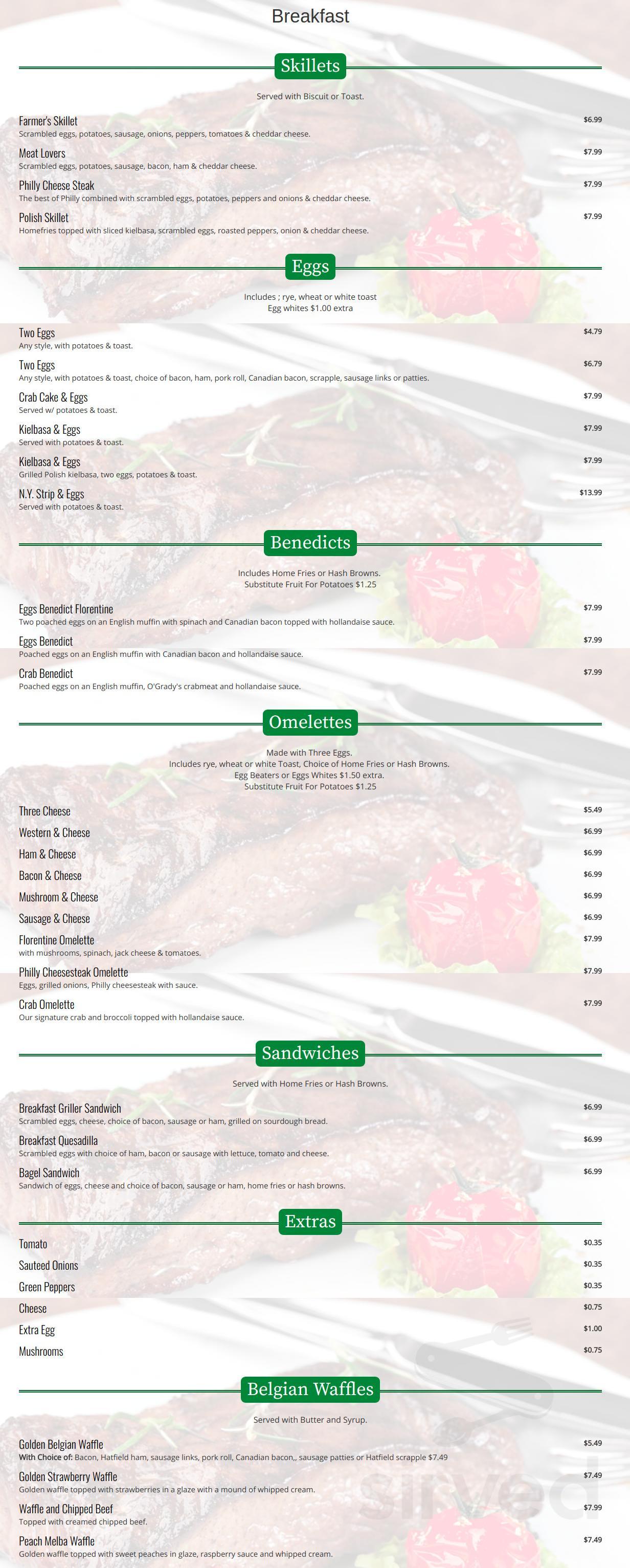 Menu for O'Grady's Family Restaurant in Phoenixville, PA | Sirved