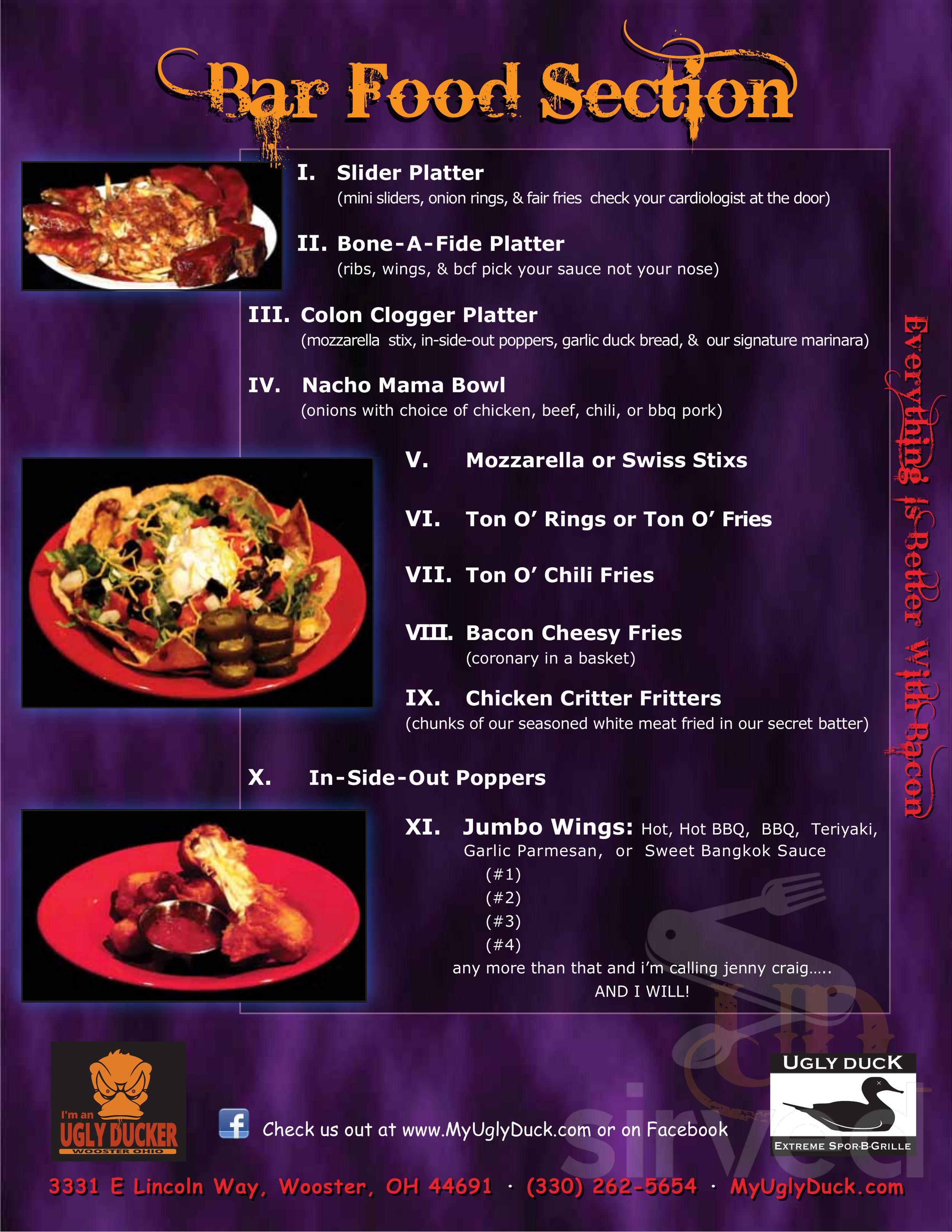 Ugly Duck menu in Wooster, Ohio, USA