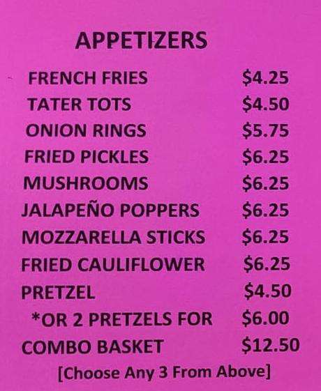 The Yankee Doodle menu in Moline, Illinois, USA