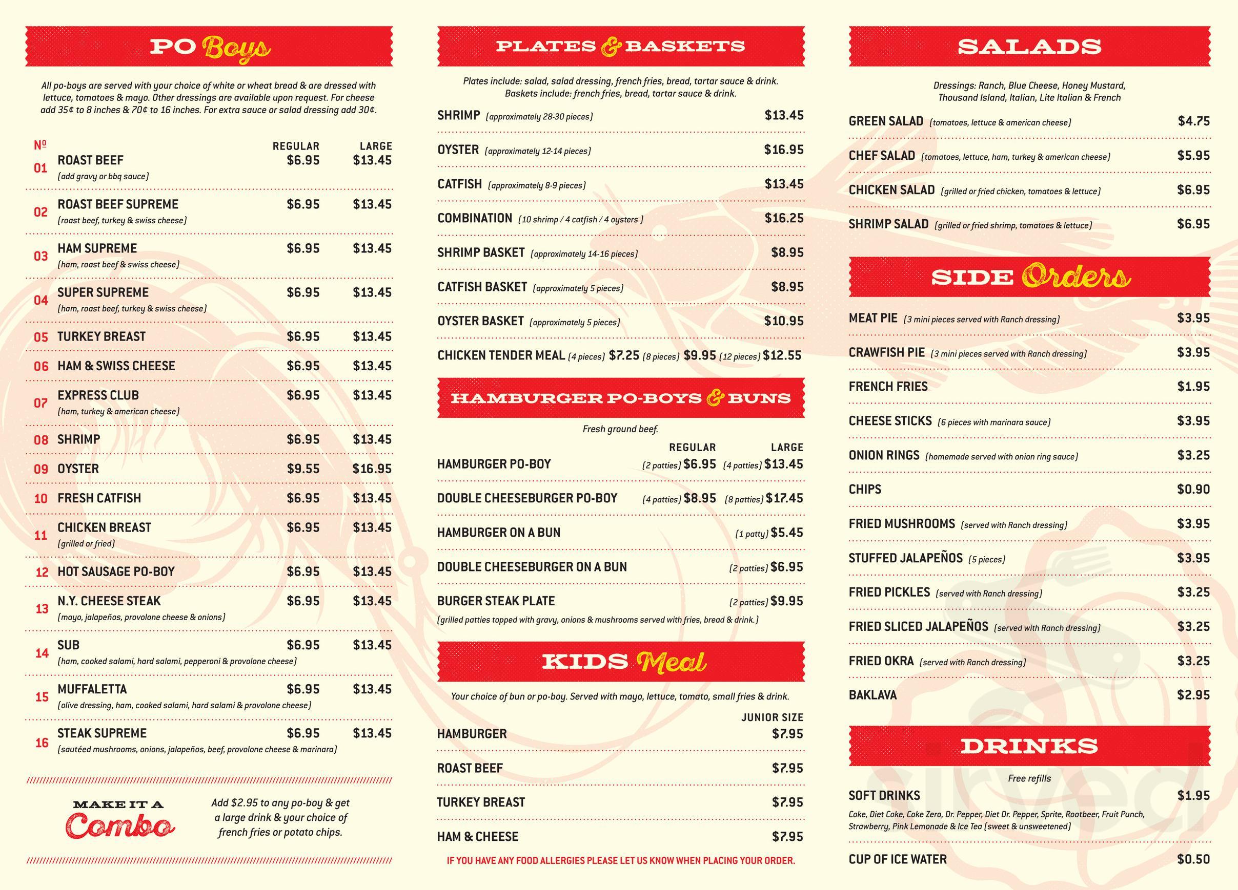 Po Boy Express Menus In Denham Springs Louisiana United States Po Boy Express Menus In Denham Springs Louisiana United States