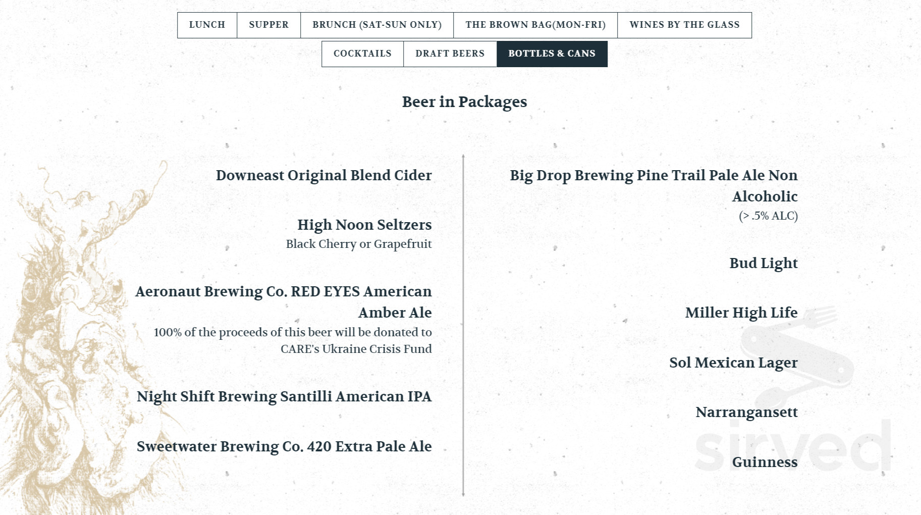 Stillwater menu in Boston, Massachusetts, USA