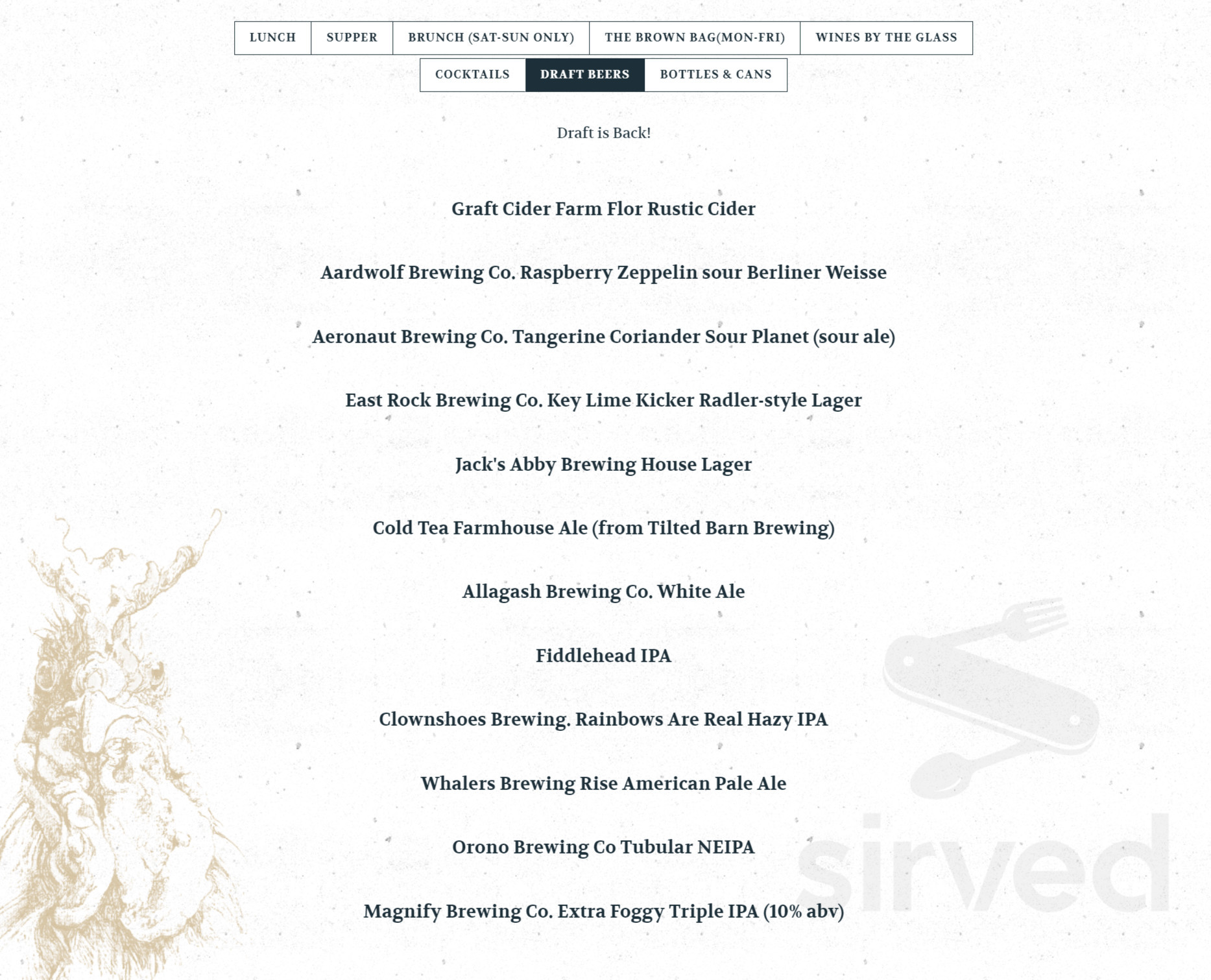 Stillwater menu in Boston, Massachusetts, USA