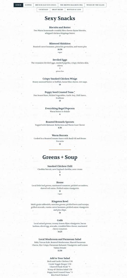 Stillwater menu in Boston, Massachusetts, USA