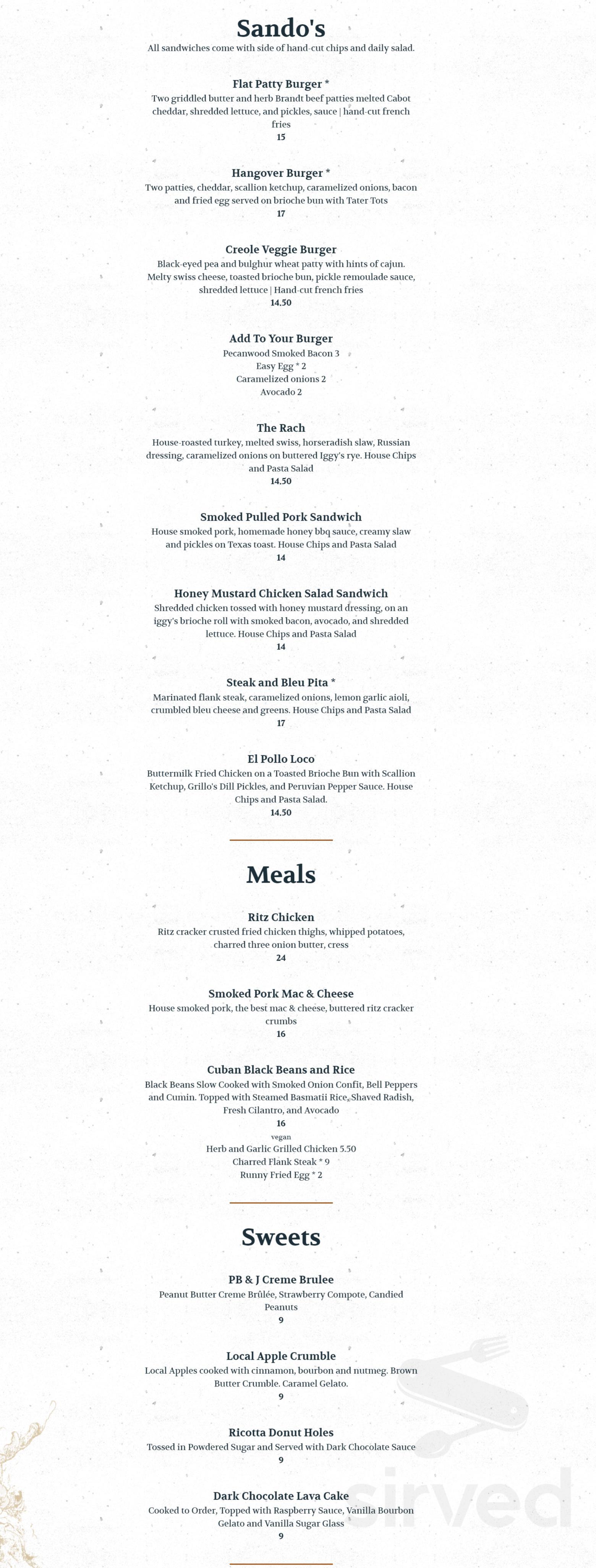 Stillwater menu in Boston, Massachusetts, USA