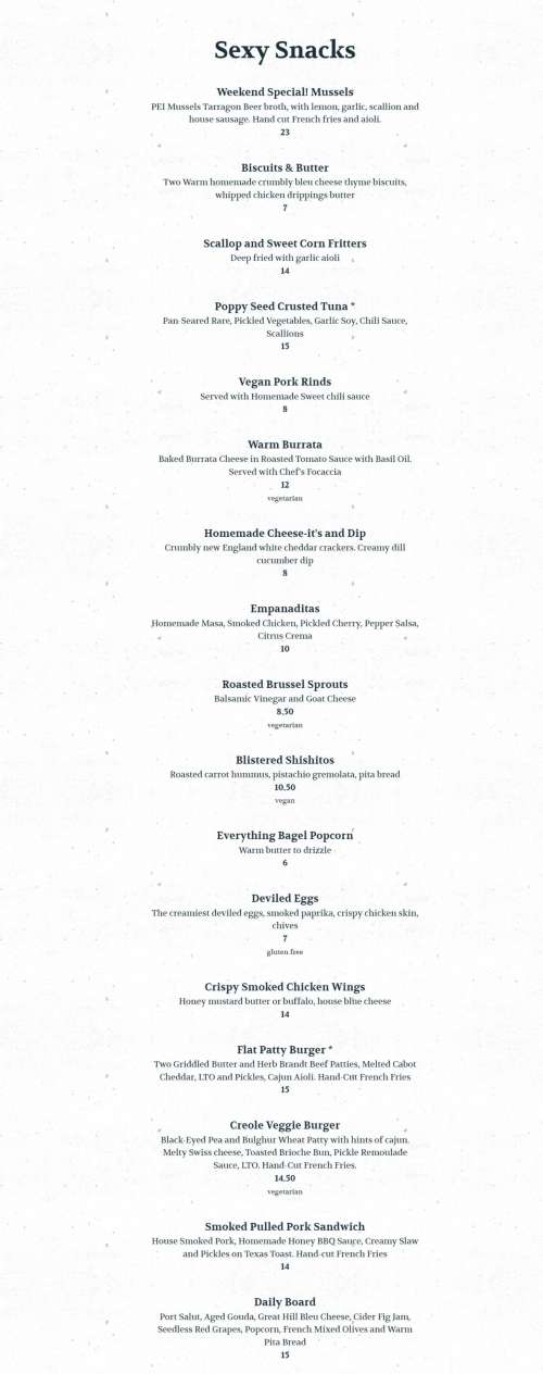 Stillwater menu in Boston, Massachusetts, USA
