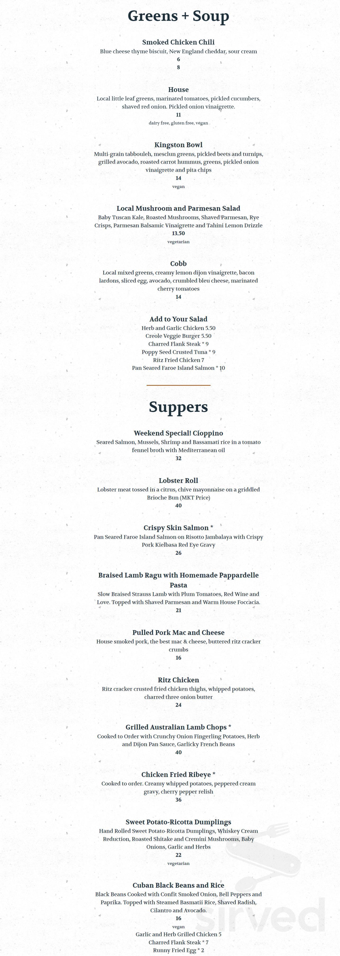 Stillwater menu in Boston, Massachusetts, USA