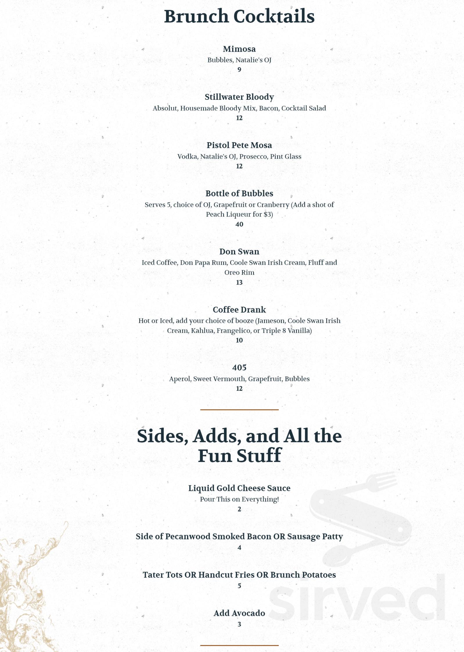 Stillwater menu in Boston, Massachusetts, USA