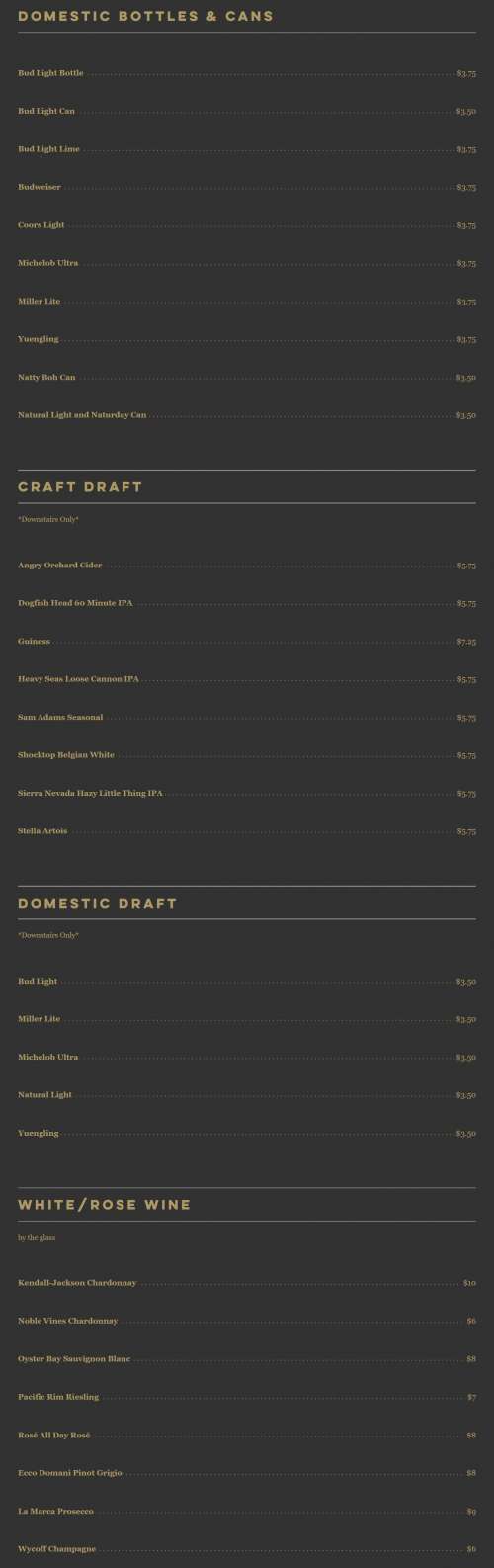 Barley's Backyard Uptown menu in Towson, Maryland, USA