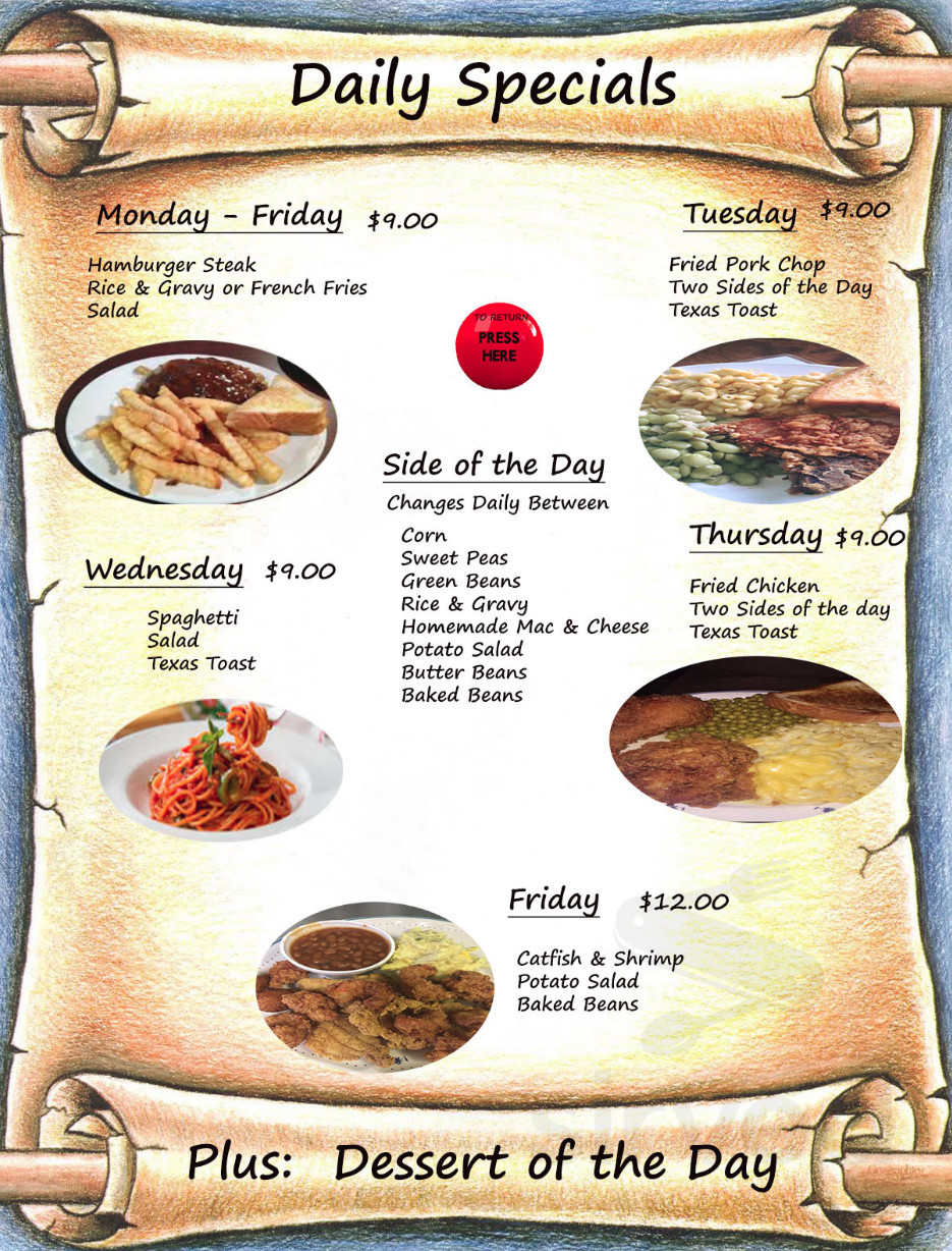 BJ's Cafe menu in Vancleave, Mississippi, USA