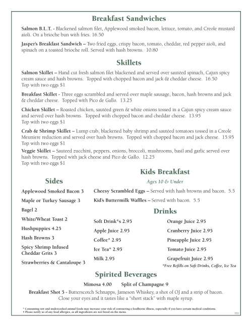 Jasper's Restaurant menu in Largo, Maryland, USA
