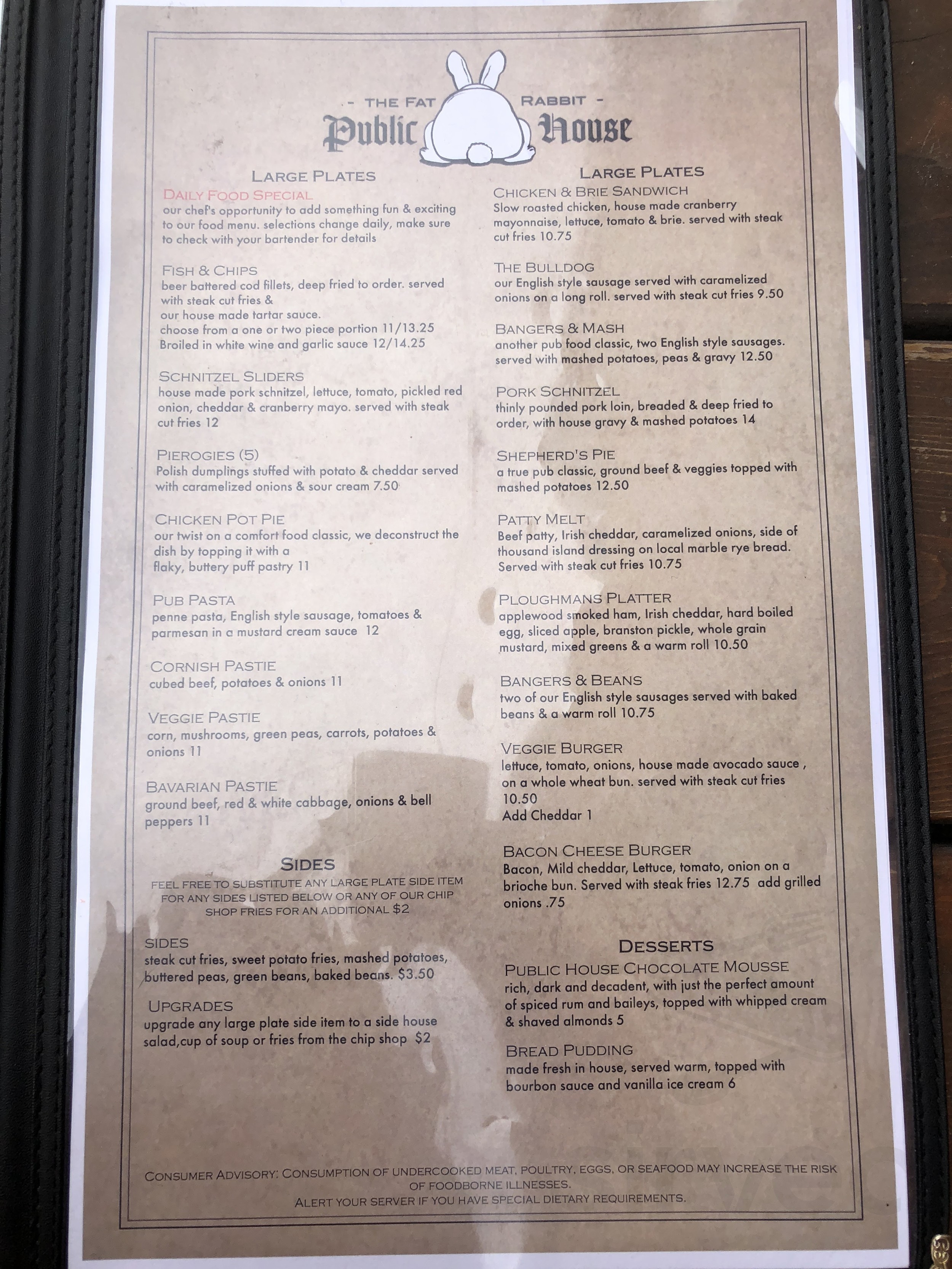 Menu - Folsom CA's The Fat Rabbit Public House | Sirved