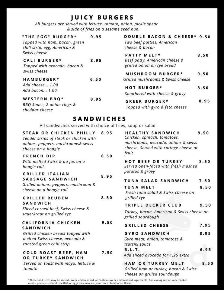 Menu - Highlands Ranch CO's The Egg | Sirved
