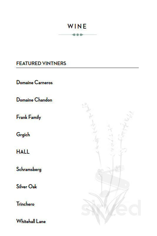 Harvest Table menu in St Helena, California, USA