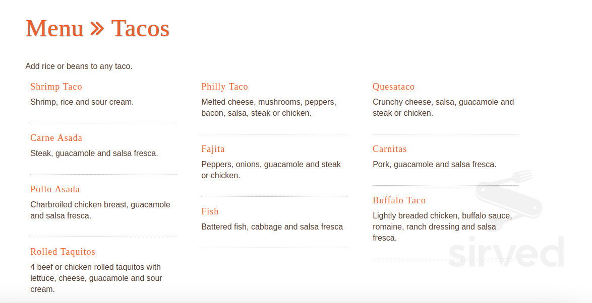 Vallarta Express menus in La Mesa, California, United States