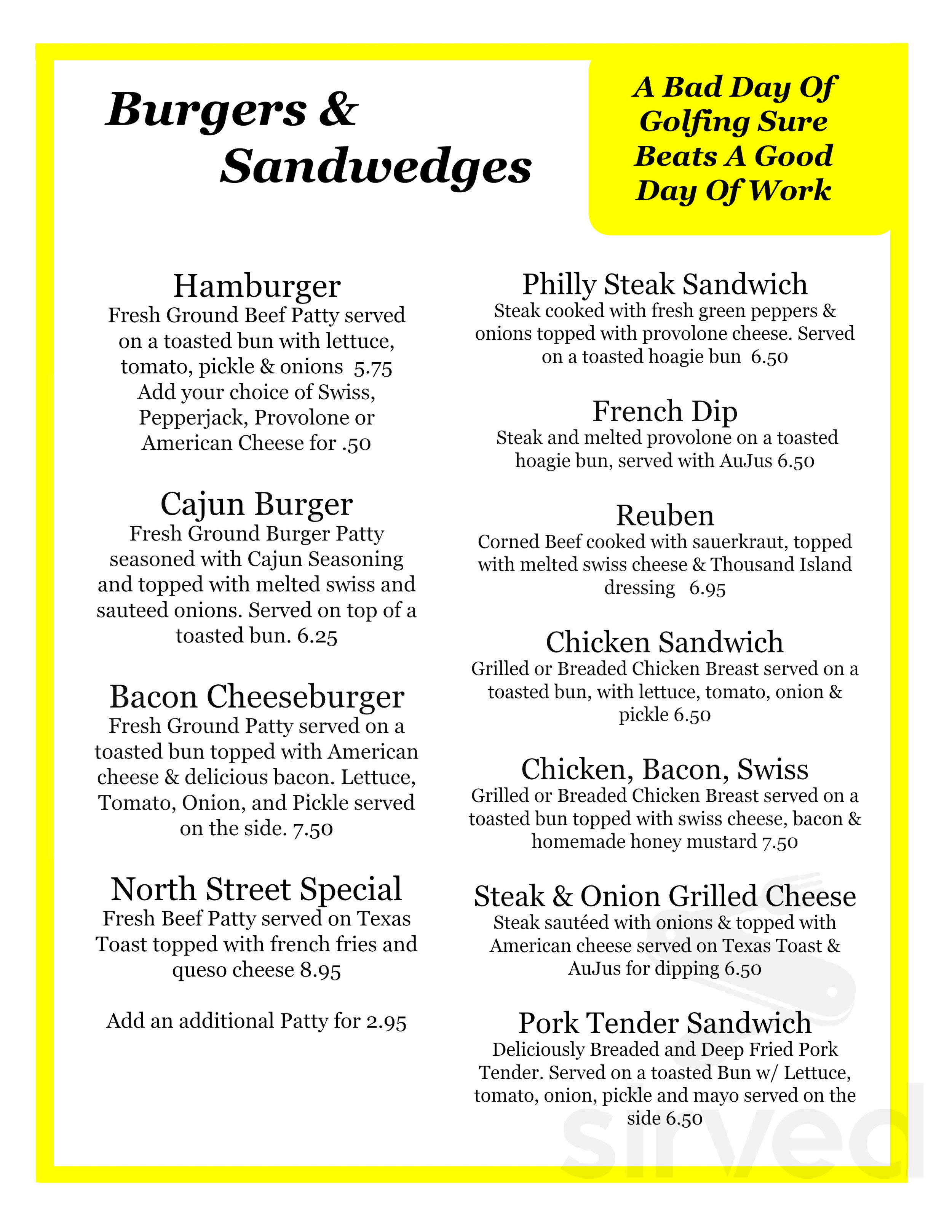 19th Hole at Spring Creek Golf Course menus in Seneca, Kansas, United ...