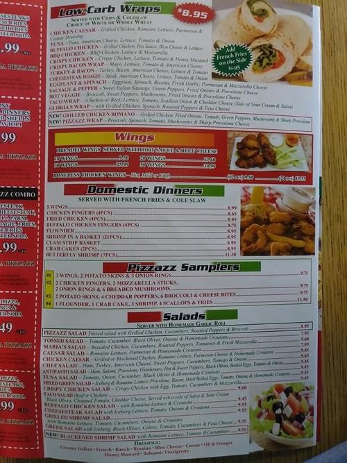 Danny's Pizza Pizzazz menu in Vineland, New Jersey, USA