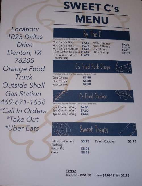 Sweet C's menu in Denton, Texas, USA